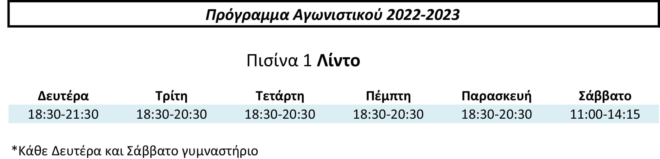 ΚΟΛΥΜΒΗΣΗ ΩΚΕΑΝΟΣ | ΚΟΛΥΜΒΗΤΗΡΙΟ ΗΡΑΚΛΕΙΟ ΚΡΗΤΗΣ - ΠΡΟΓΡΑΜΜΑ